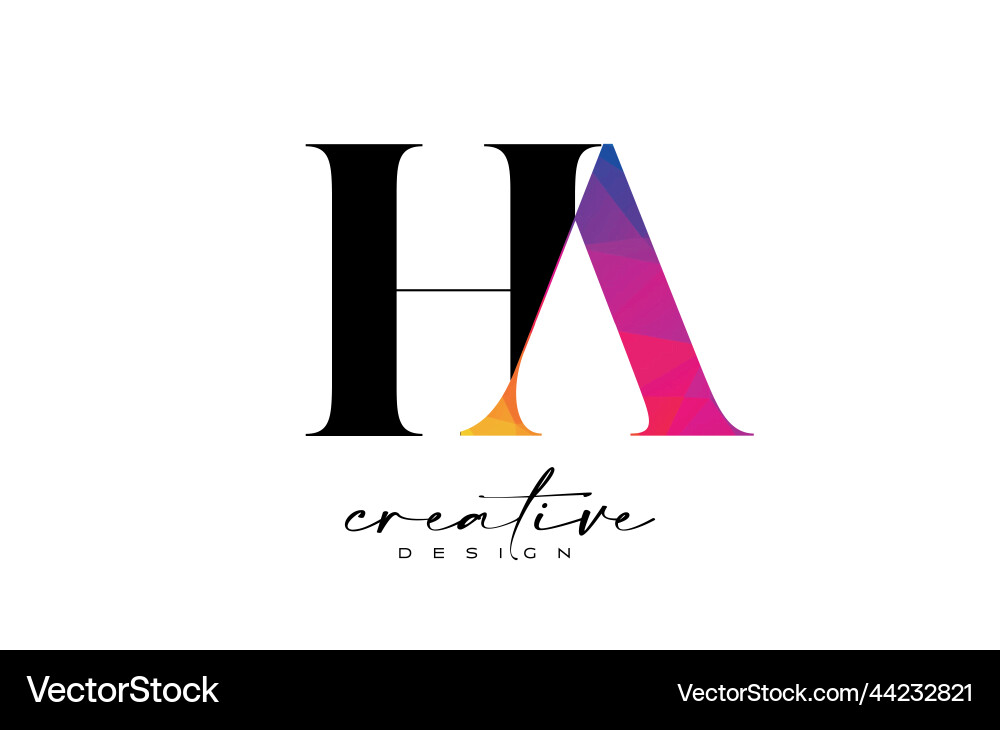 Ha letter design with creative cut and colorful Vector Image