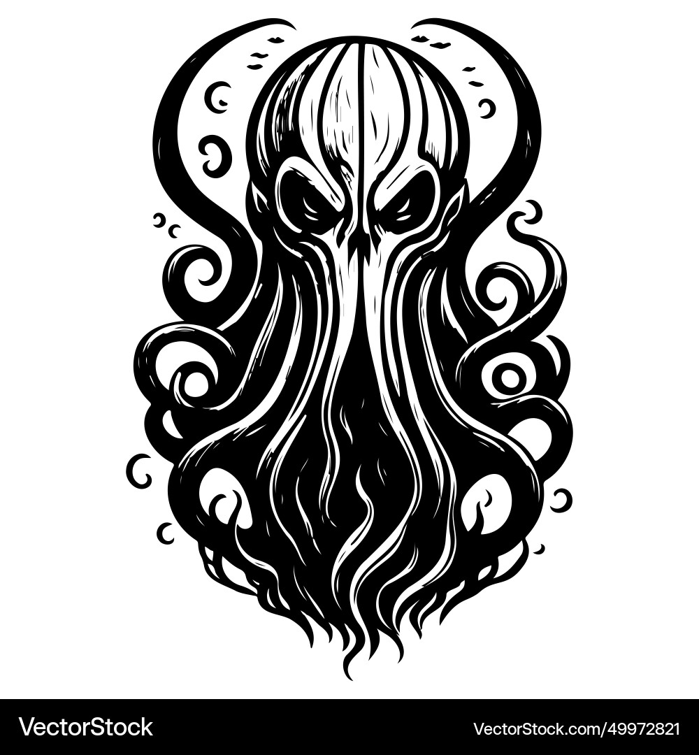 Halloween cthulhu horror scary sketch hand draw Vector Image