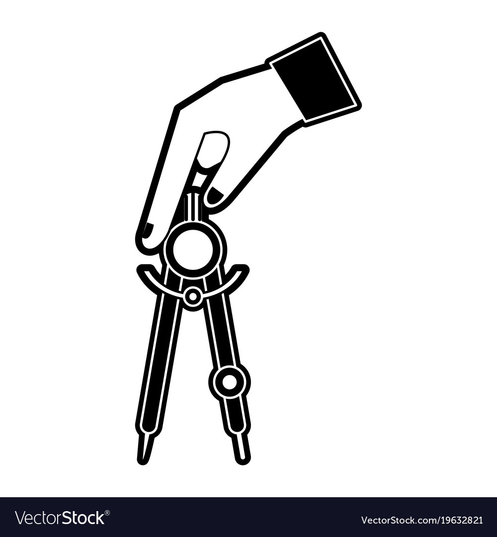 Hand with geometric compass Royalty Free Vector Image