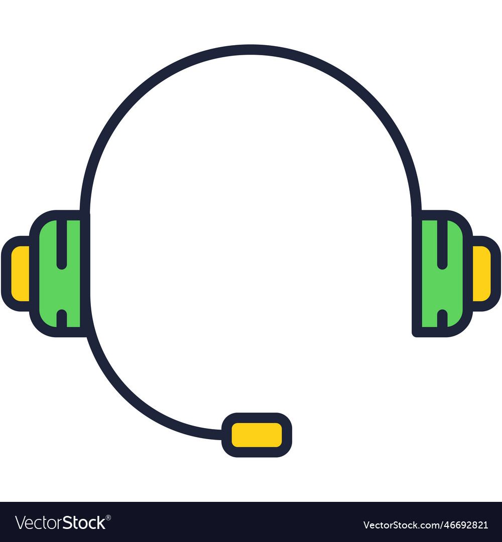 Headset with microphone icon flat isolated Vector Image