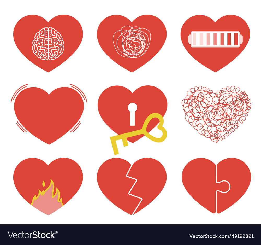 Heart shapes with different filling Royalty Free Vector