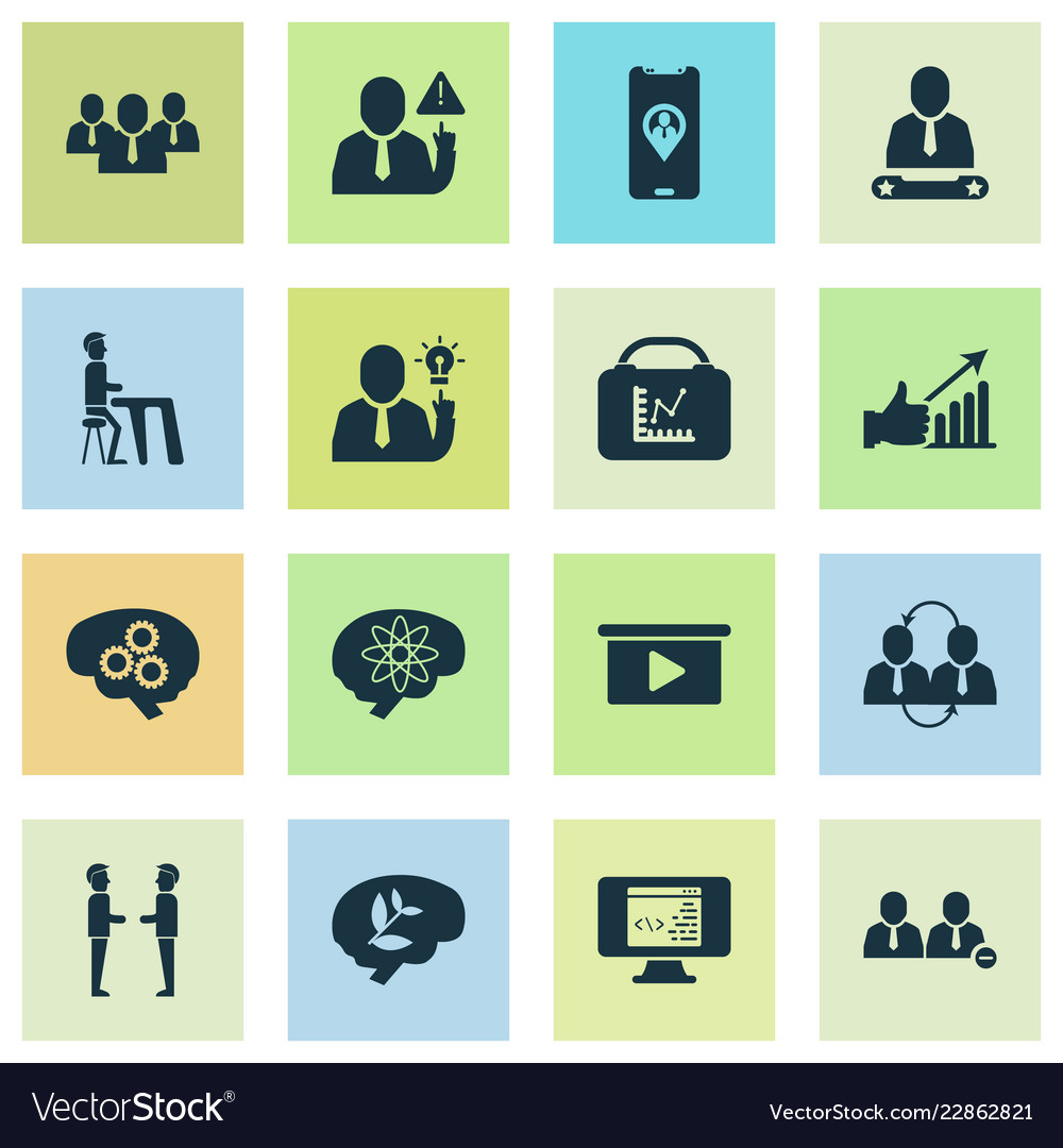 Job icons set with coding brain work dinner Vector Image