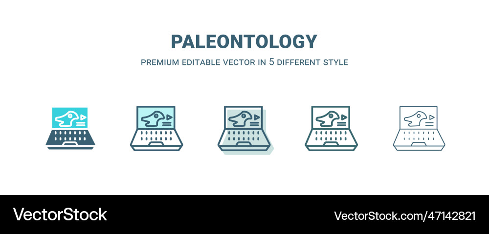 Paleontology icon in 5 different style outline Vector Image