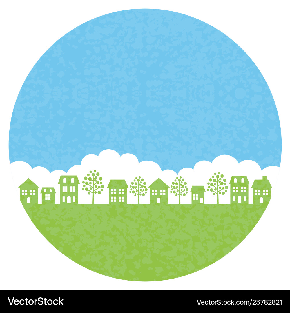 Round textured townscape background Royalty Free Vector