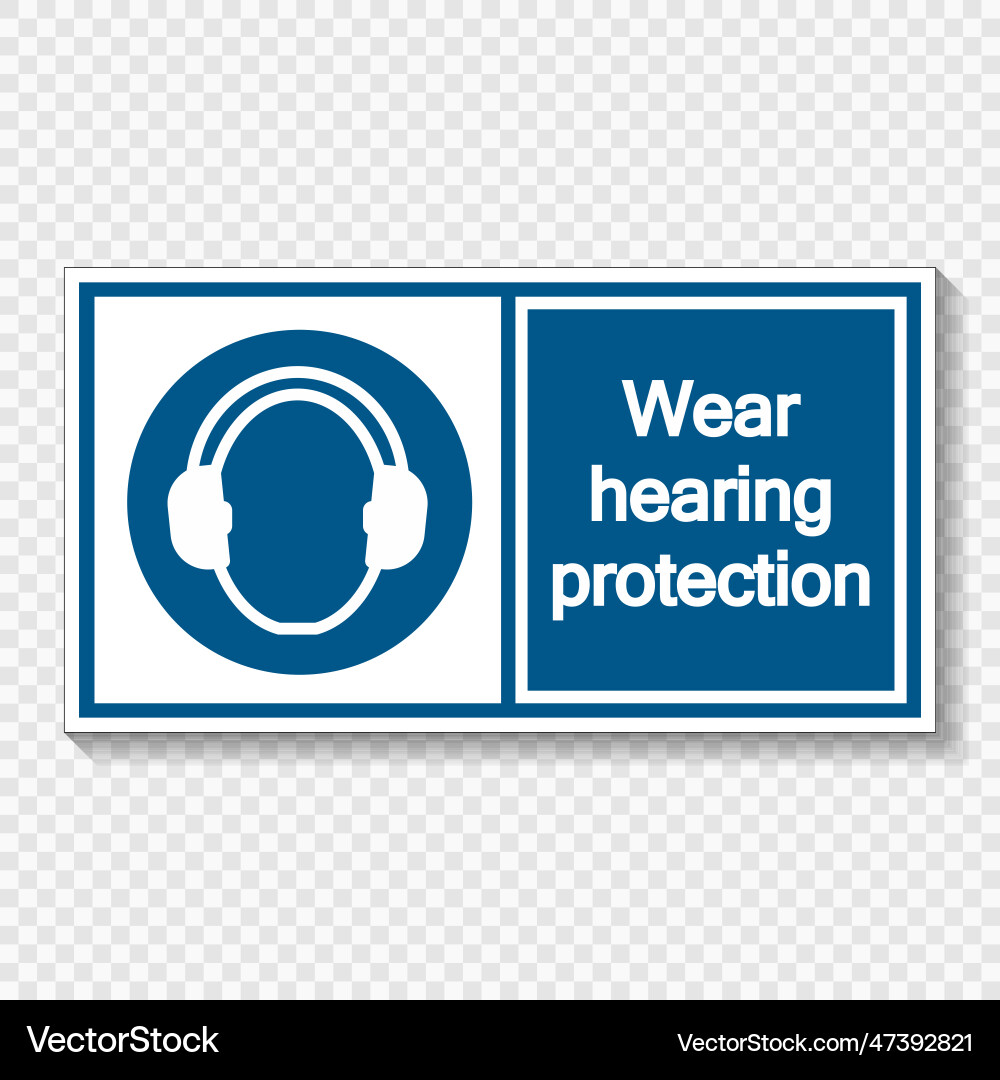 Symbol wear hearing protection on transparent Vector Image
