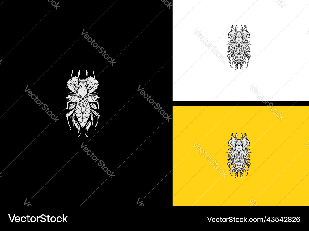 Artwork design of insect black and white Vector Image
