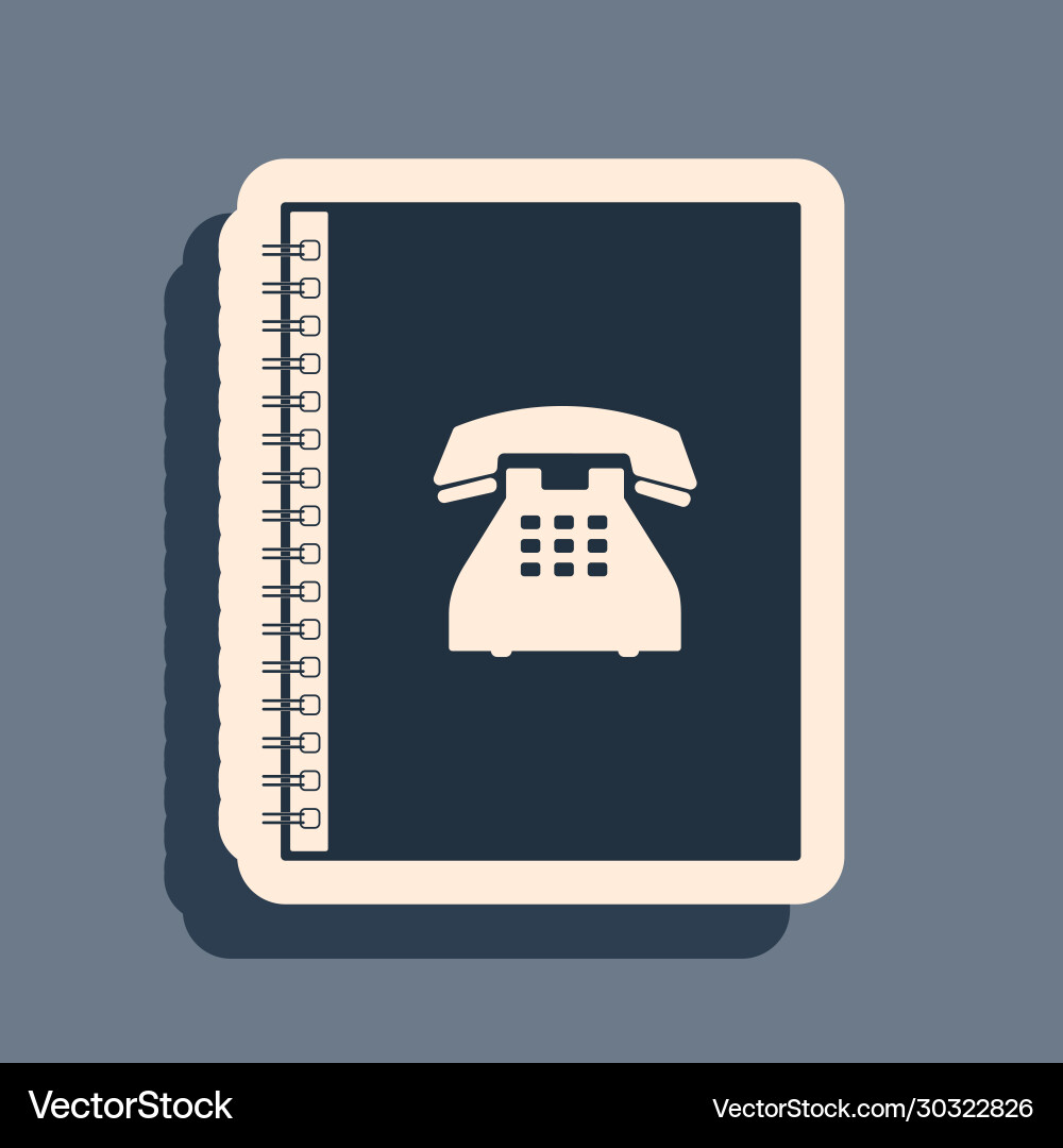 Black phone book icon isolated on grey background Vector Image