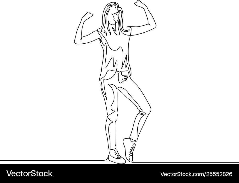 Continuous one line drawing standing girl power Vector Image