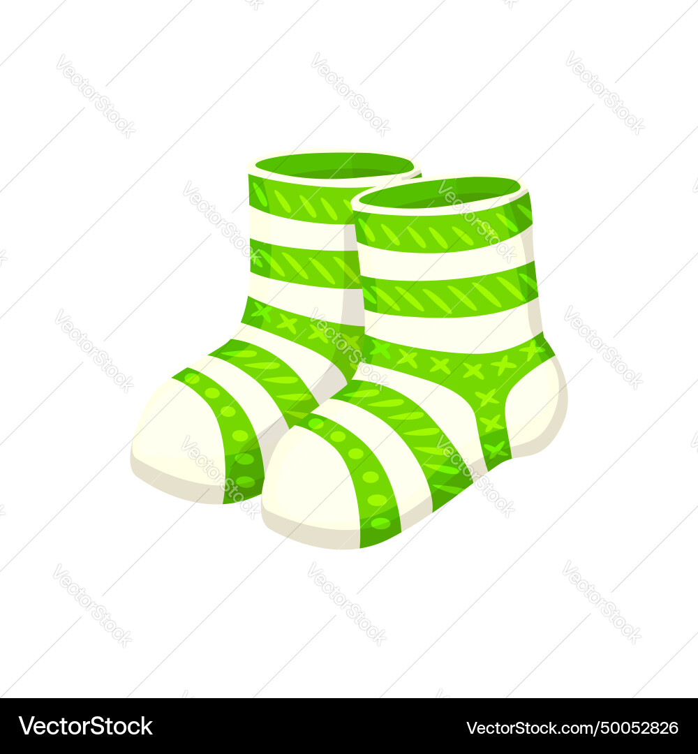 Cozy handcrafted knit socks cartoon pair Vector Image