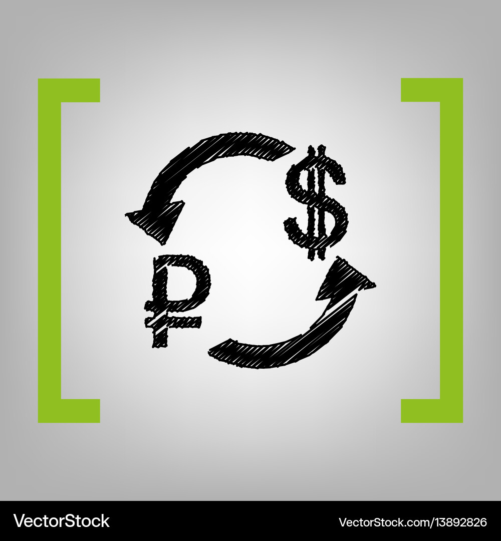 Currency exchange sign rouble and us dollar Vector Image