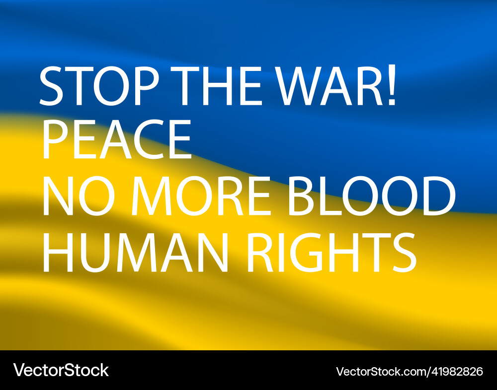 Flag wave sign ukraine nation with text stop Vector Image