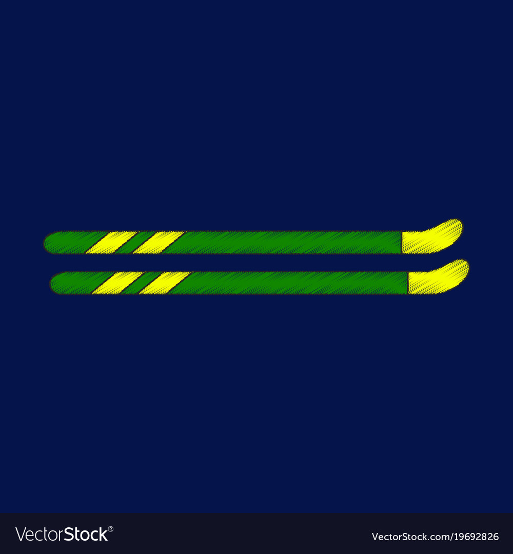 Flat shading style icon ski Royalty Free Vector Image