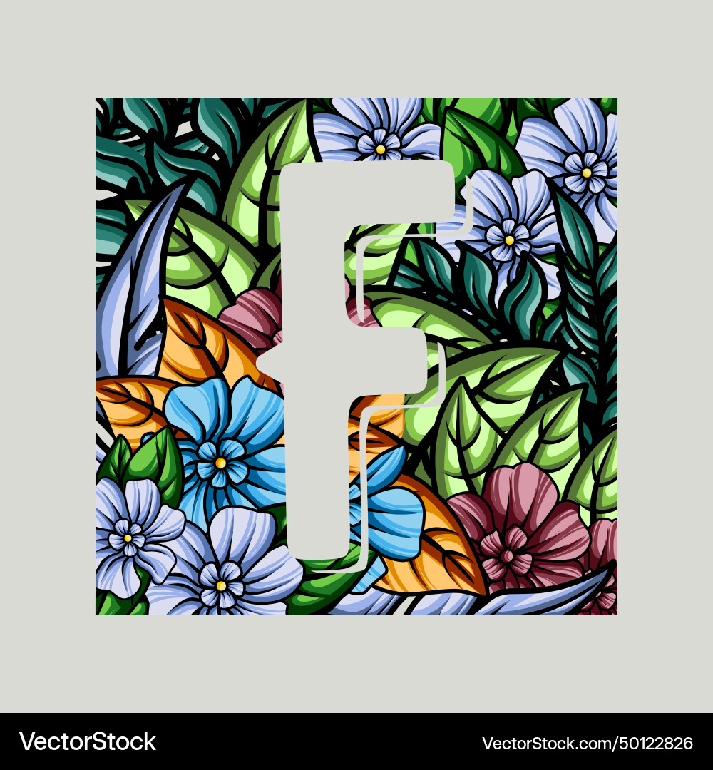 Floral alphabet f1 Royalty Free Vector Image - VectorStock