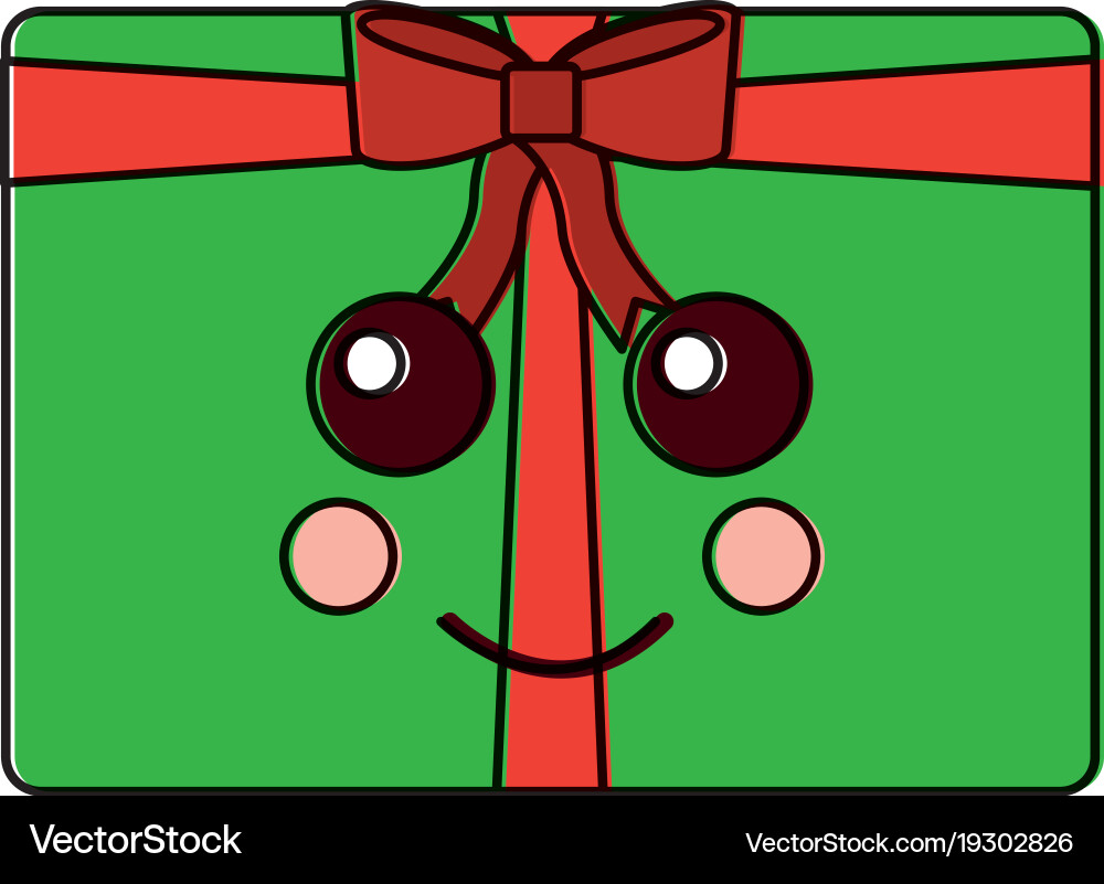 Gift box happy emoji icon imag Royalty Free Vector Image