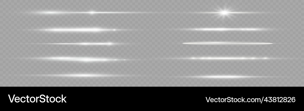 Horizontal light rays white line flash glare Vector Image