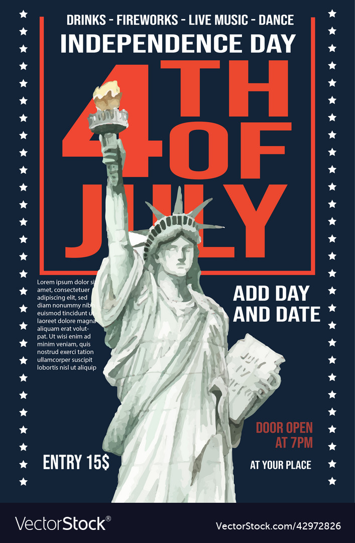 Independence day party poster flyer design Vector Image