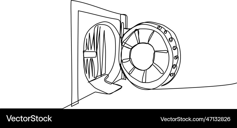 Large safe bank protection security one line art Vector Image