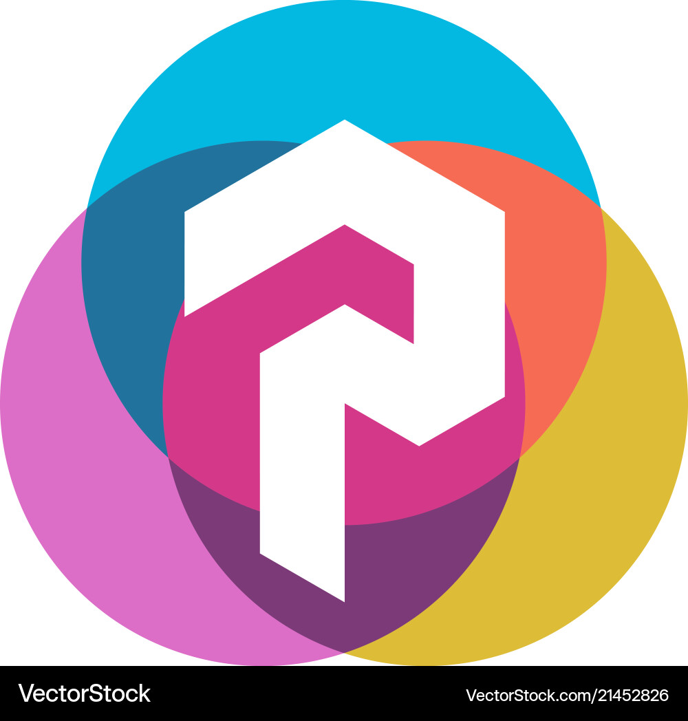Letter p logo design colorful circles overlay Vector Image