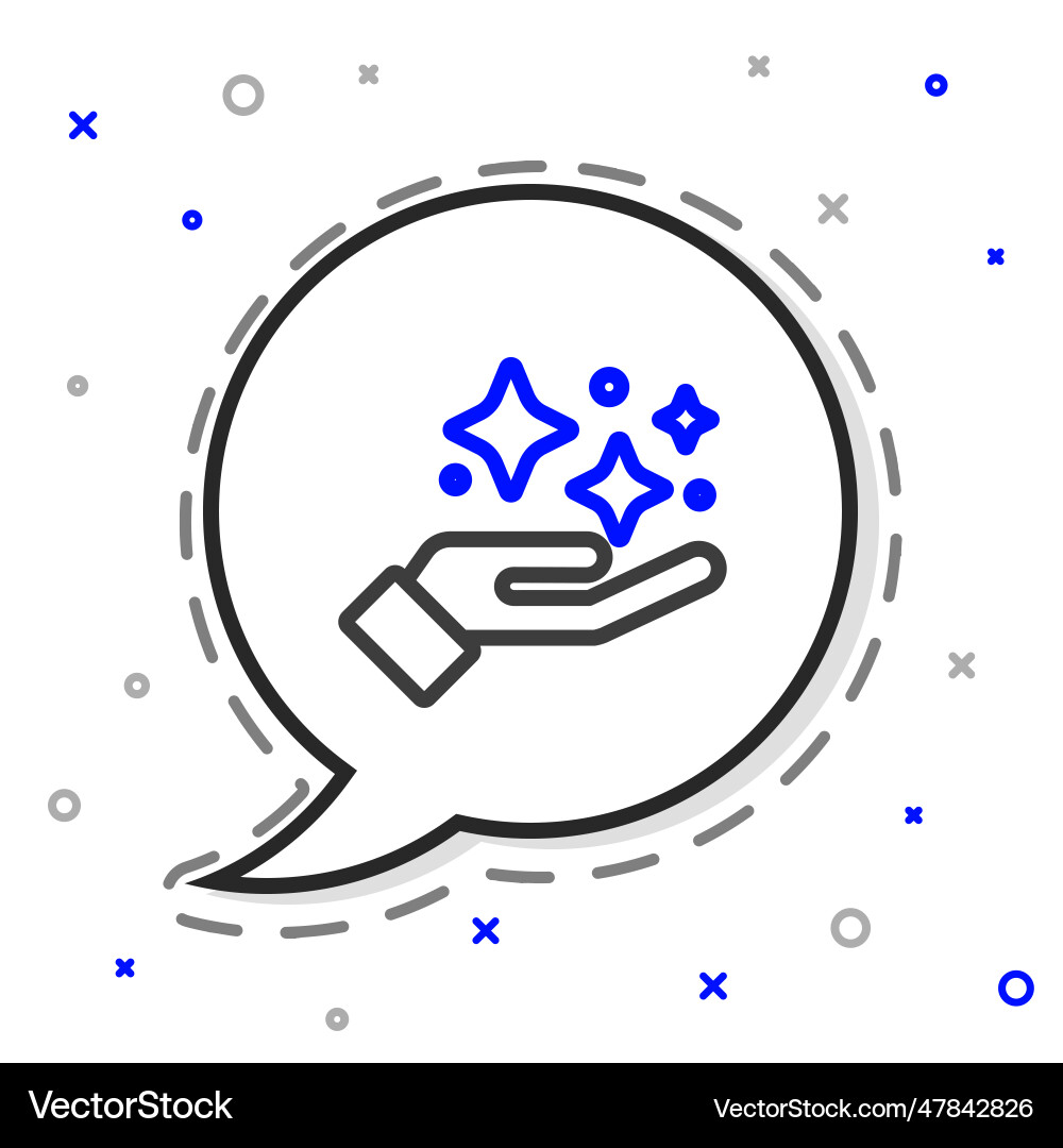 Line sparkle stars with magic trick icon isolated Vector Image