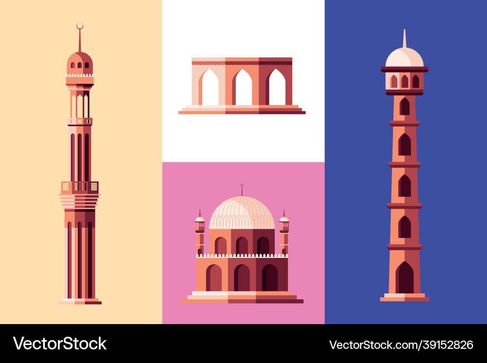 Muslim towers and mosques Royalty Free Vector Image