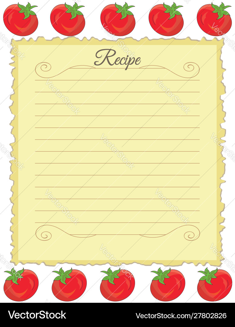 Paper for recipes form for recipes notebook Vector Image