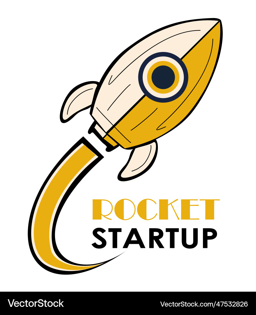 Rocket Startup Logo Design Flying Cosmos Shuttle Vector Image