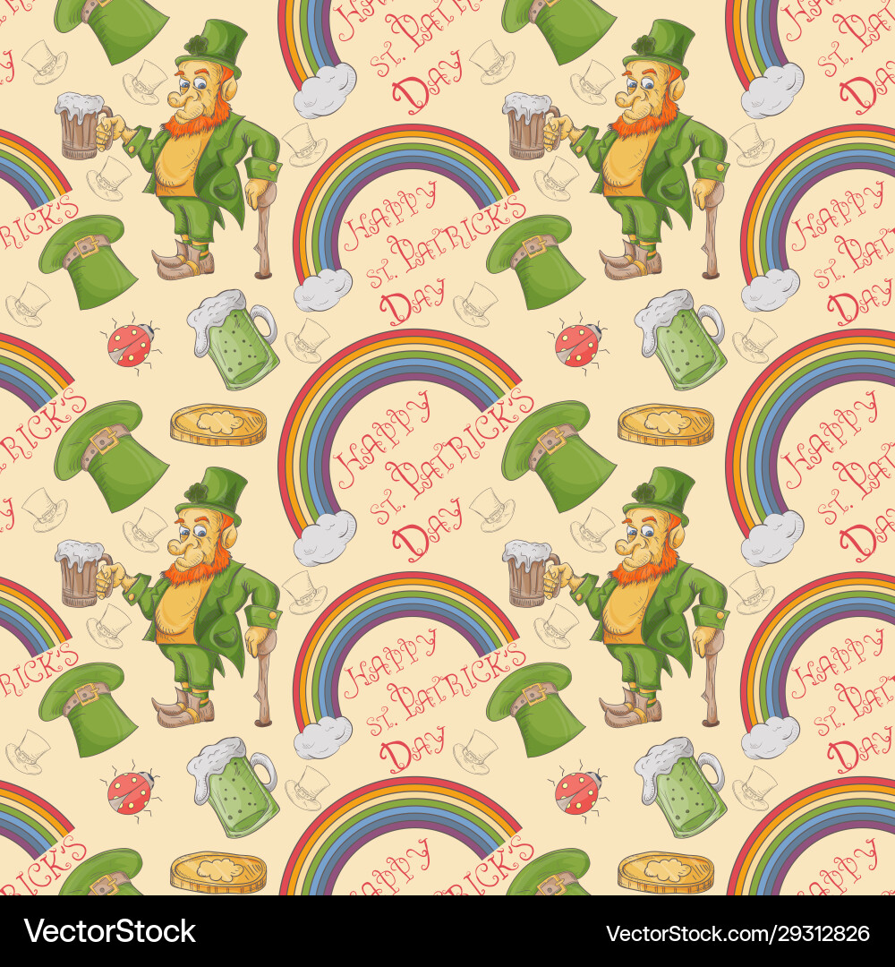 Seamless 3 pattern for design on irish theme Vector Image