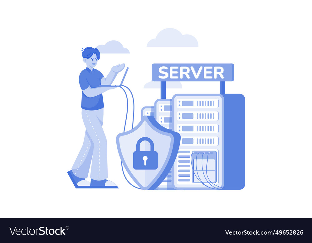 Server Data Security Concept On White Background Vector Image