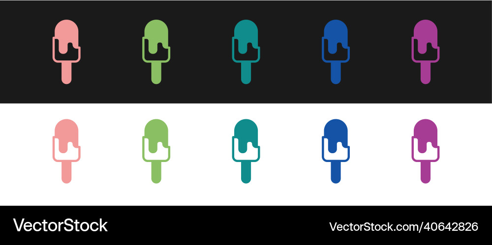 Set ice cream icon isolated on black and white Vector Image