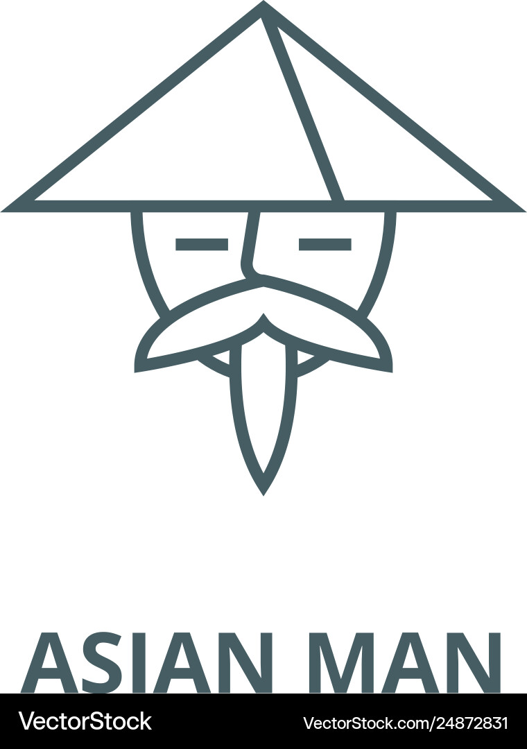 Asian man line icon outline Royalty Free Vector Image