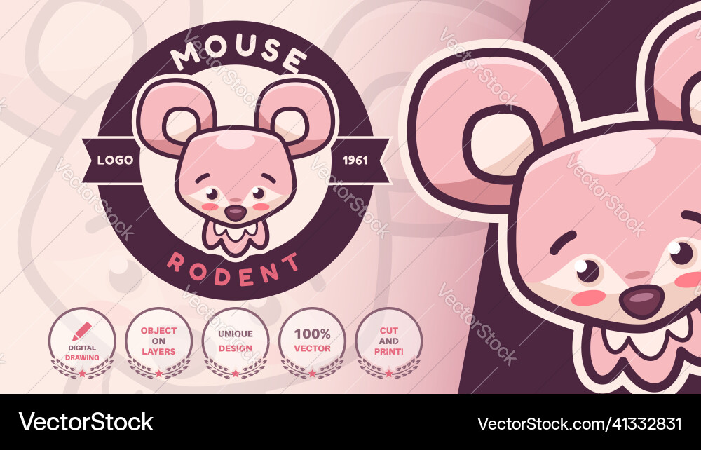 Cartoon character animal mouse logo Royalty Free Vector