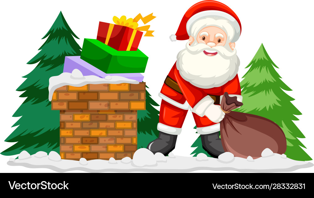 Christmas theme with santa and presents Royalty Free Vector