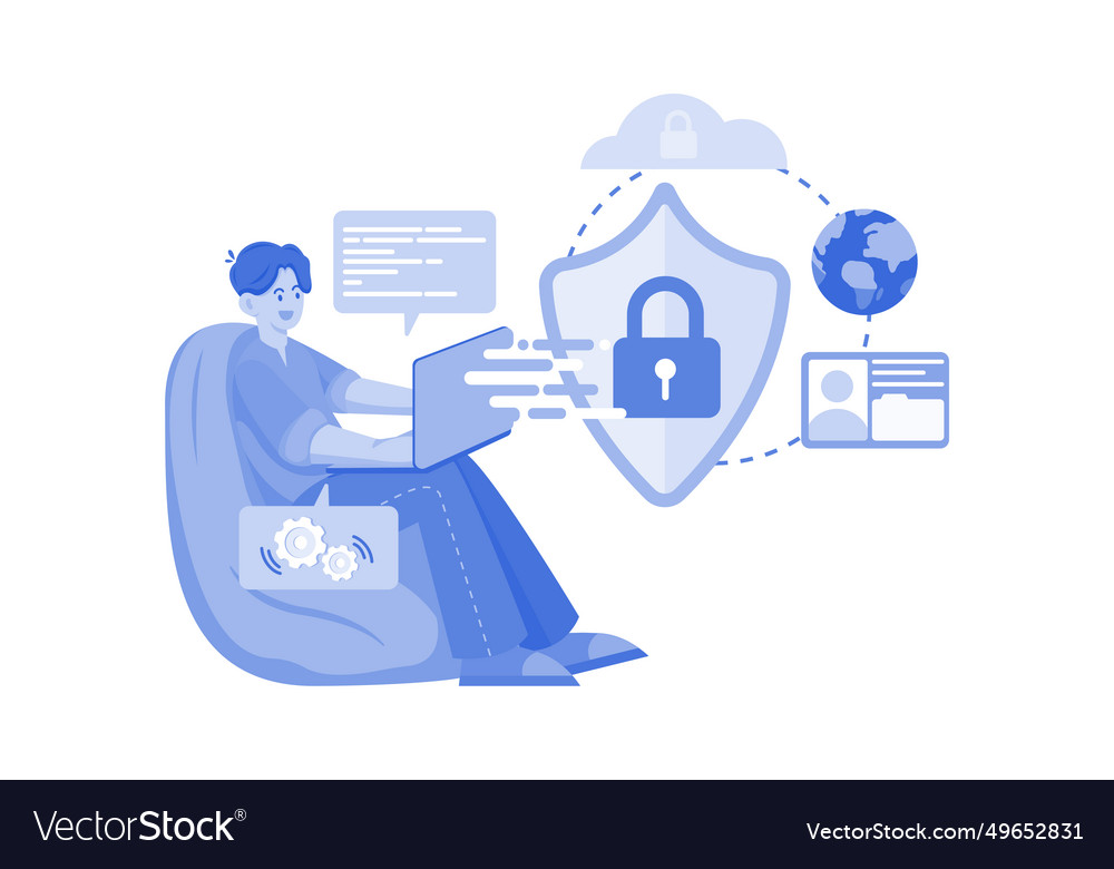 Cybersecurity Developer Concept On White Vector Image
