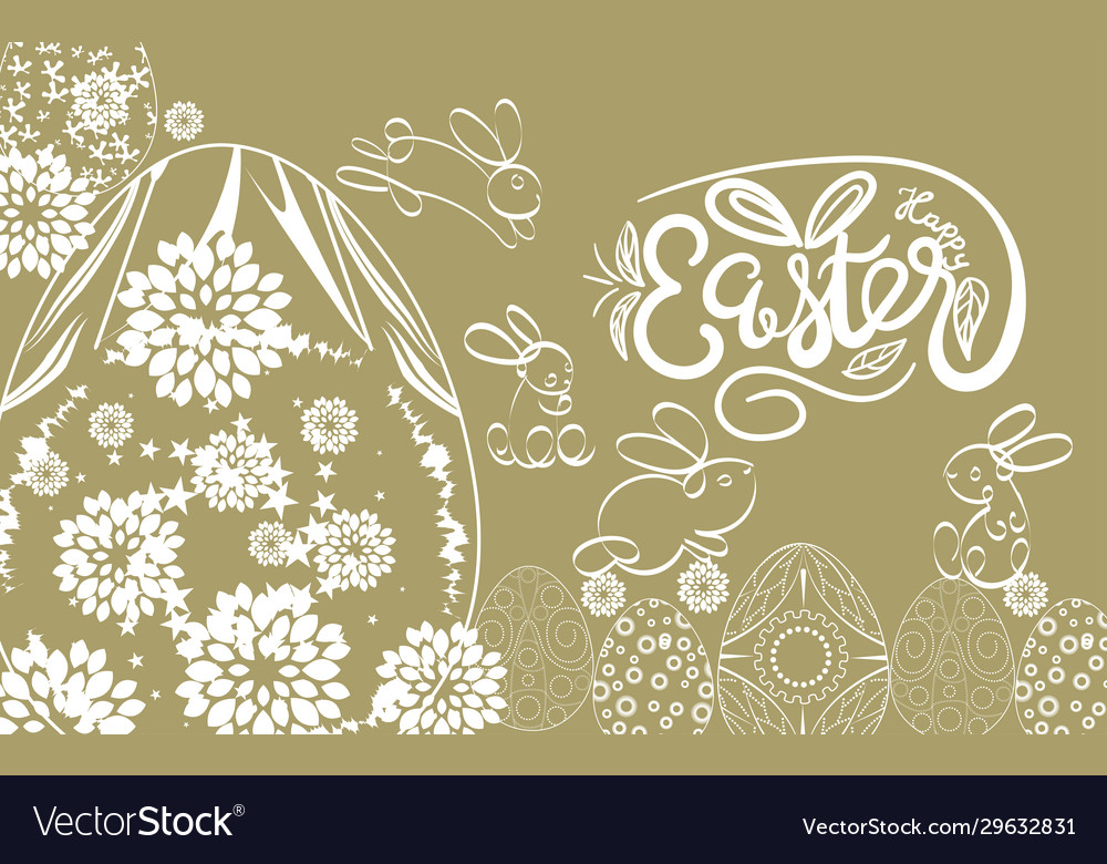 Easter frame with eggs and bunny hand drawn Vector Image