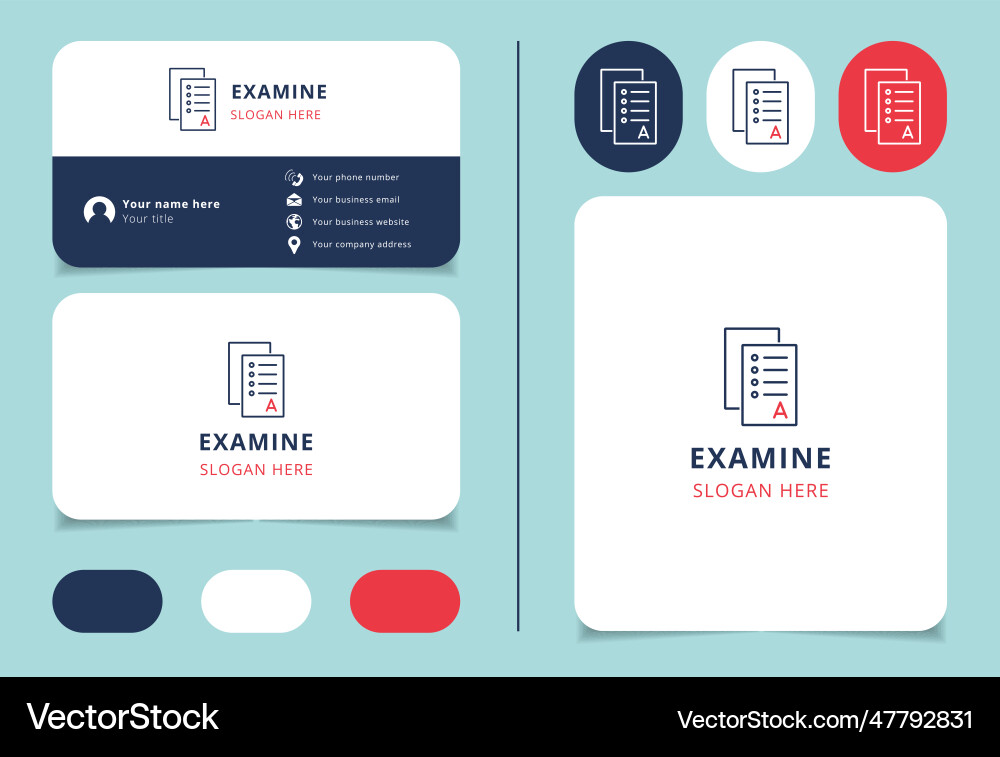 Examine logo design with editable slogan branding Vector Image