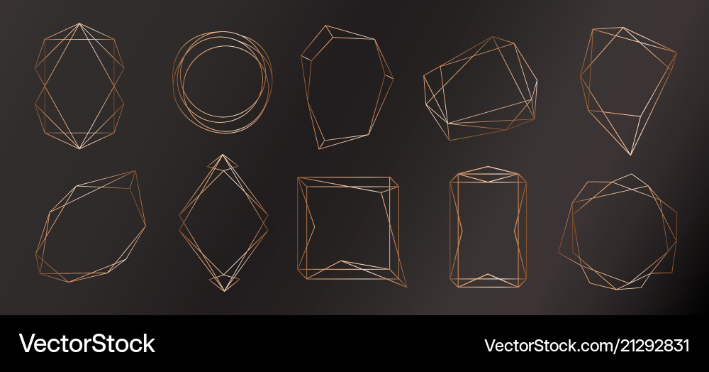 Gold collection of geometric frame decorative Vector Image
