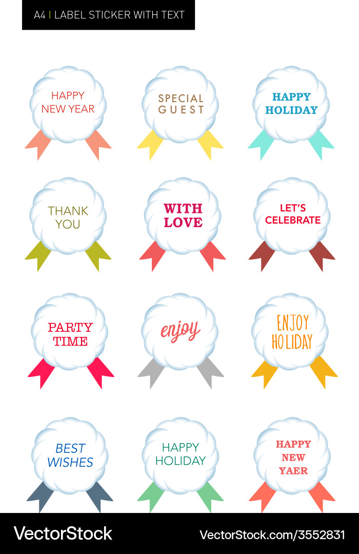 New year tag label sticker with ribbon Royalty Free Vector