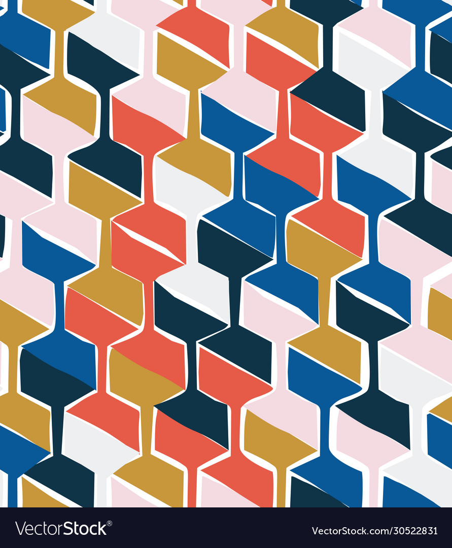 Seamless pattern with hexagonal woven shapes Vector Image