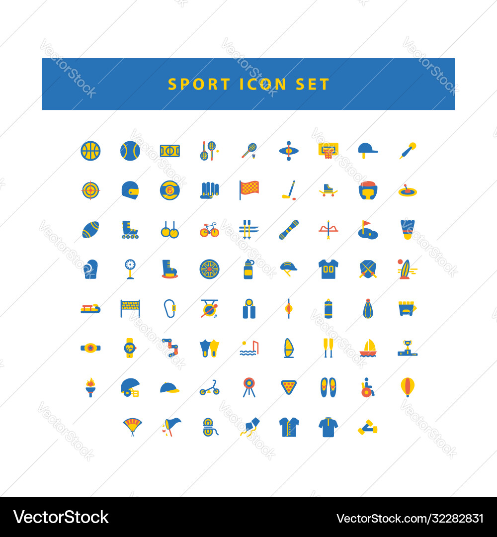 Sport icon set with flat color style design Vector Image