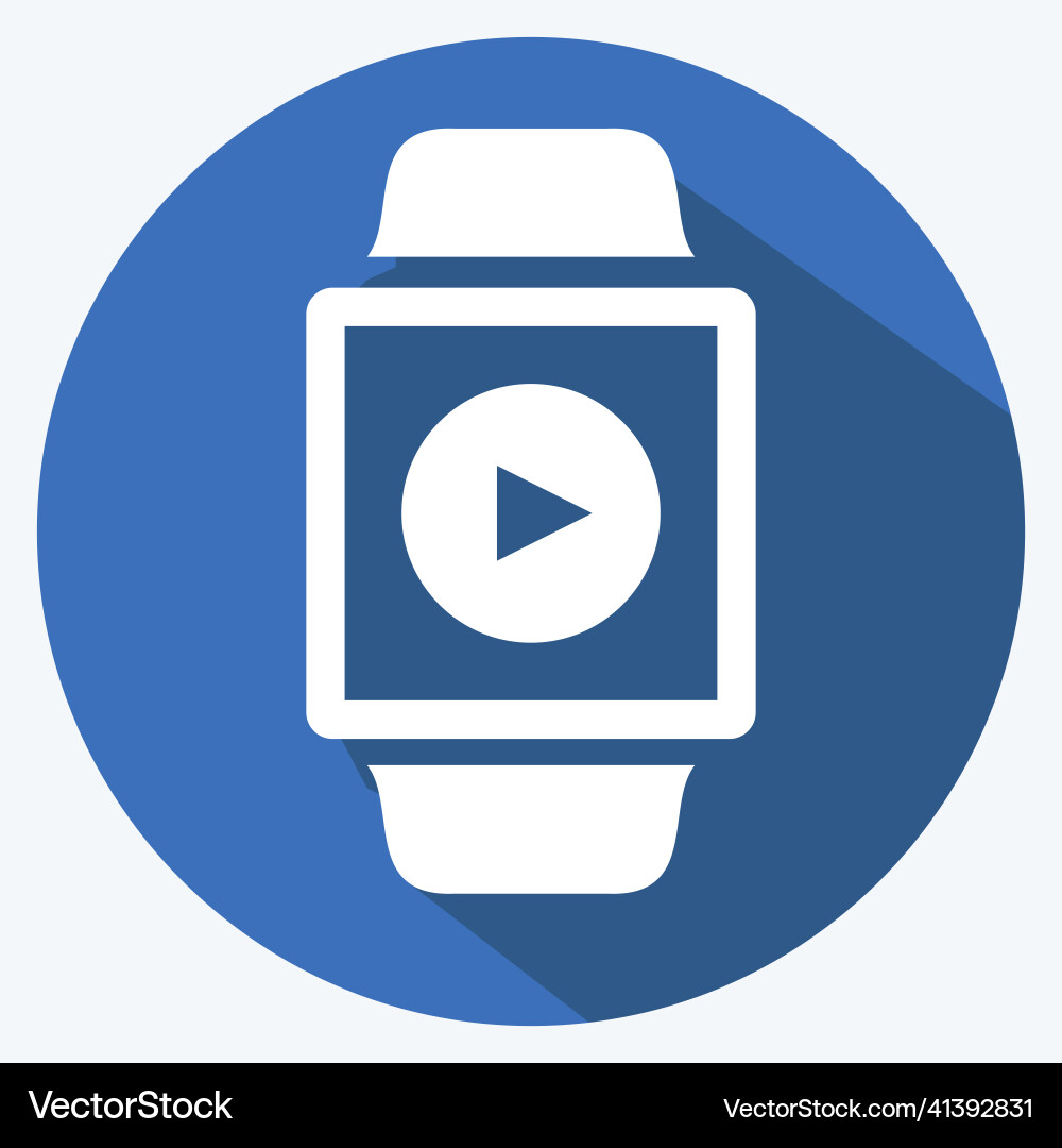Video app icon in trendy long shadow style Vector Image