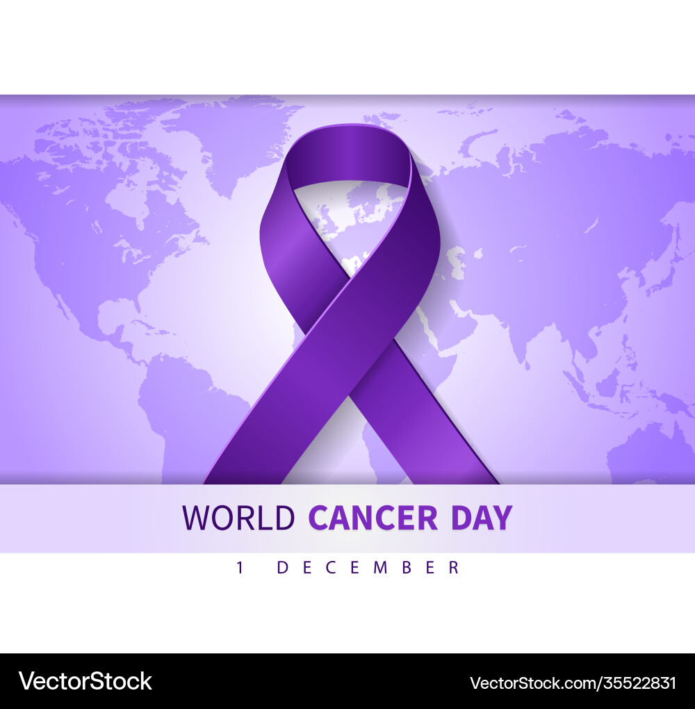 World cancer day purple background Royalty Free Vector Image