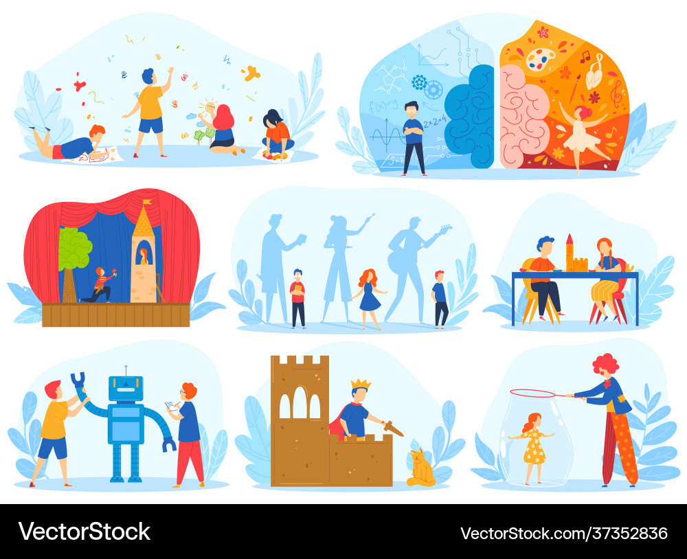 Art children s creativity drawing kids as playing Vector Image
