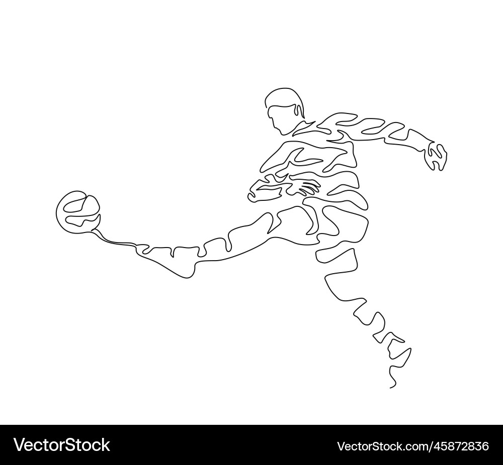 Continuous one line drawing of soccer player Vector Image