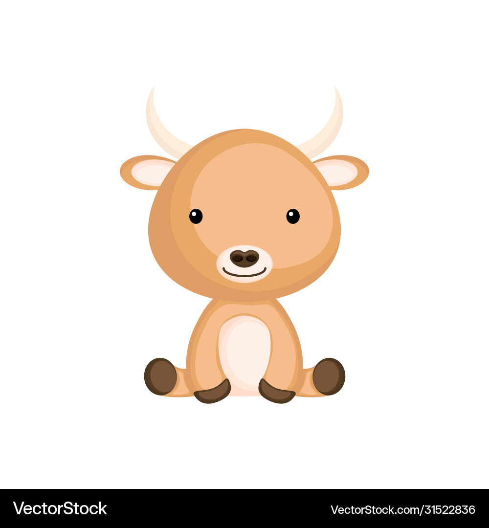 Cute funny sitting baby yak Royalty Free Vector Image