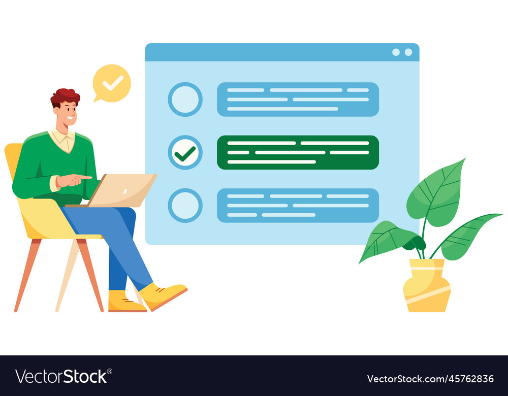 Man choosing answer Royalty Free Vector Image - VectorStock