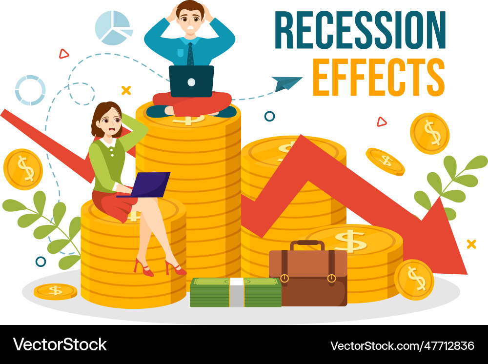 Recession effects with impact on economic growth Vector Image