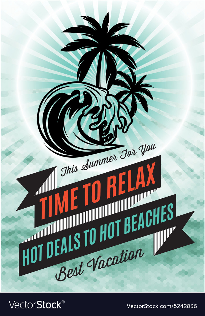 Retro poster with palm tree and an inscription Vector Image