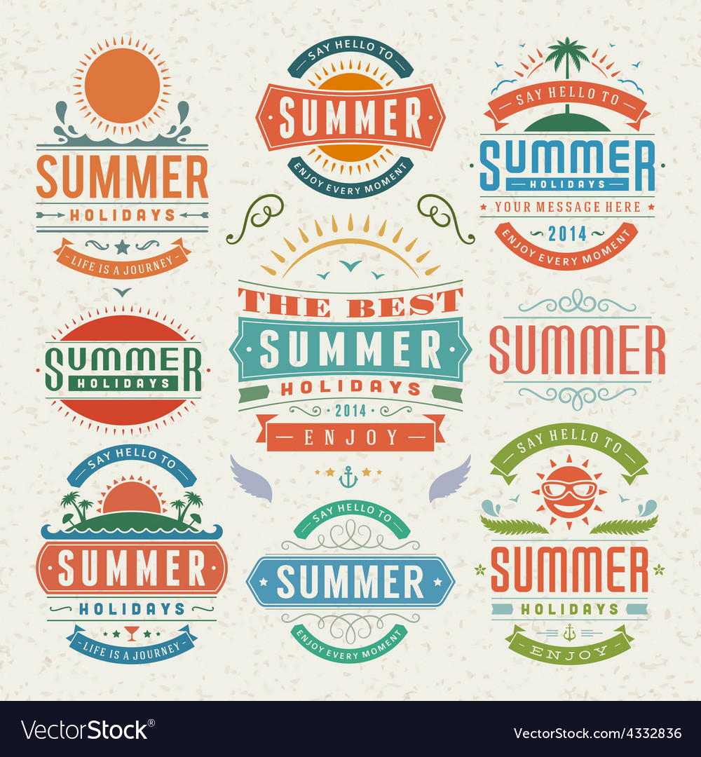 Retro summer design elements Royalty Free Vector Image