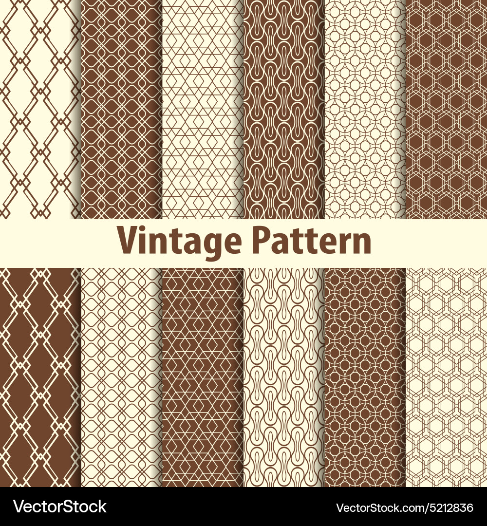 Set of nine seamless pattern in retro style Vector Image