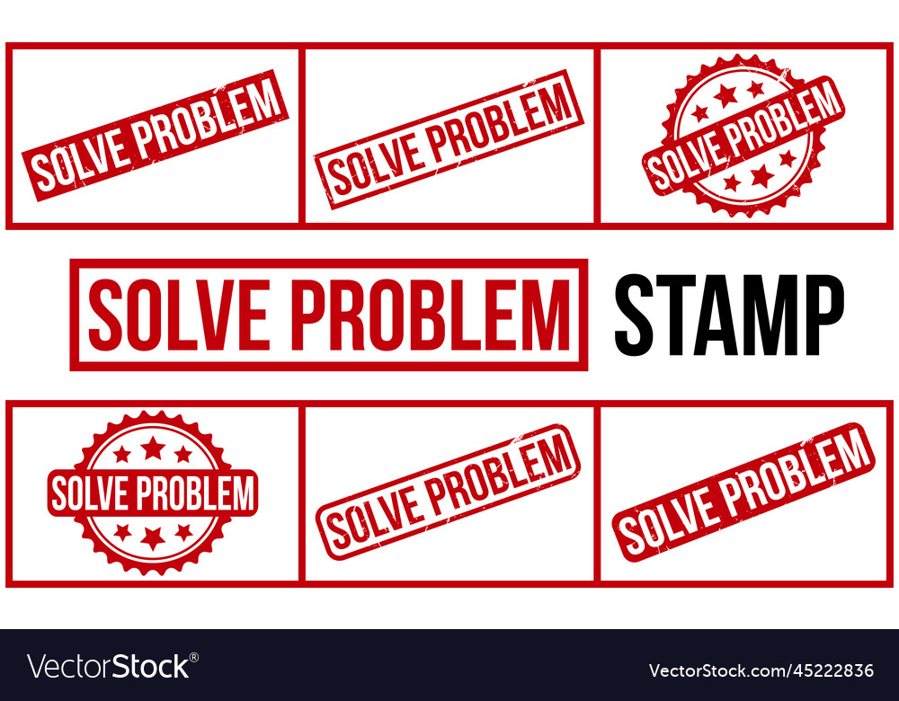 Solve problem rubber stamp set Royalty Free Vector Image Solve problem rubber stamp set Royalty Free Vector Image